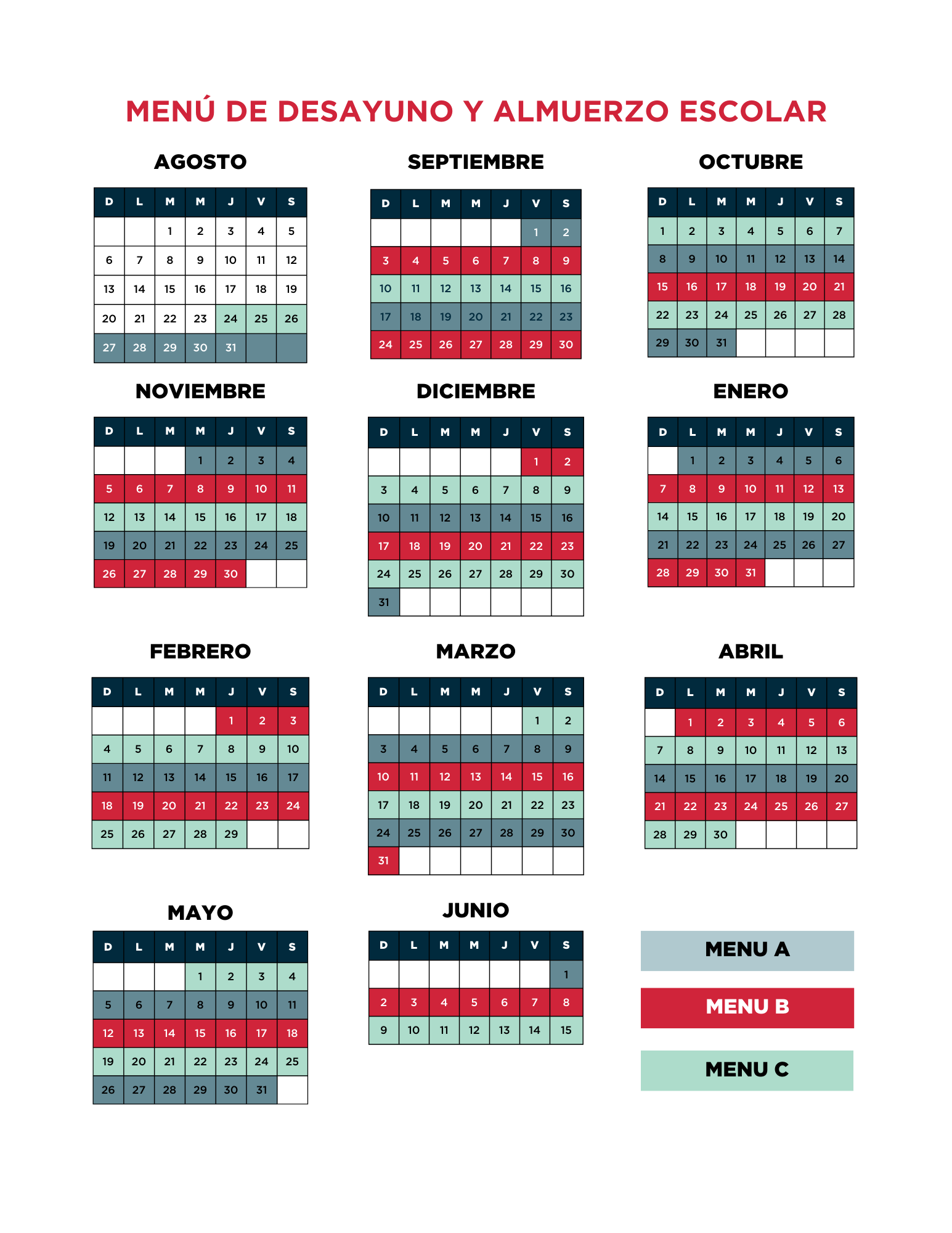 Meal Schedule Movement School Meal Schedule Movement School